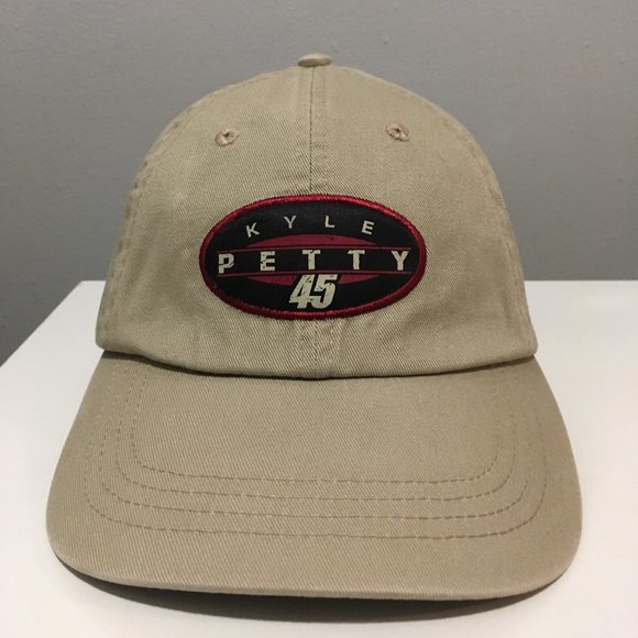 Kc Caps | Accessories | Vintage Kc Caps Head Shots Nascar Kyle Petty 45 Khaki Strap Back Hat Cap ...
